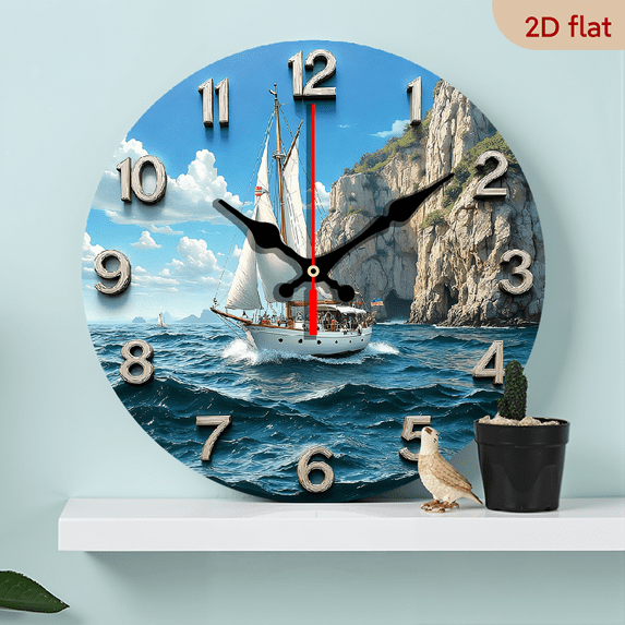 2D Flat 1pc 10Inch Wooden Santa Claus Wall Clock - Silent Quartz ...