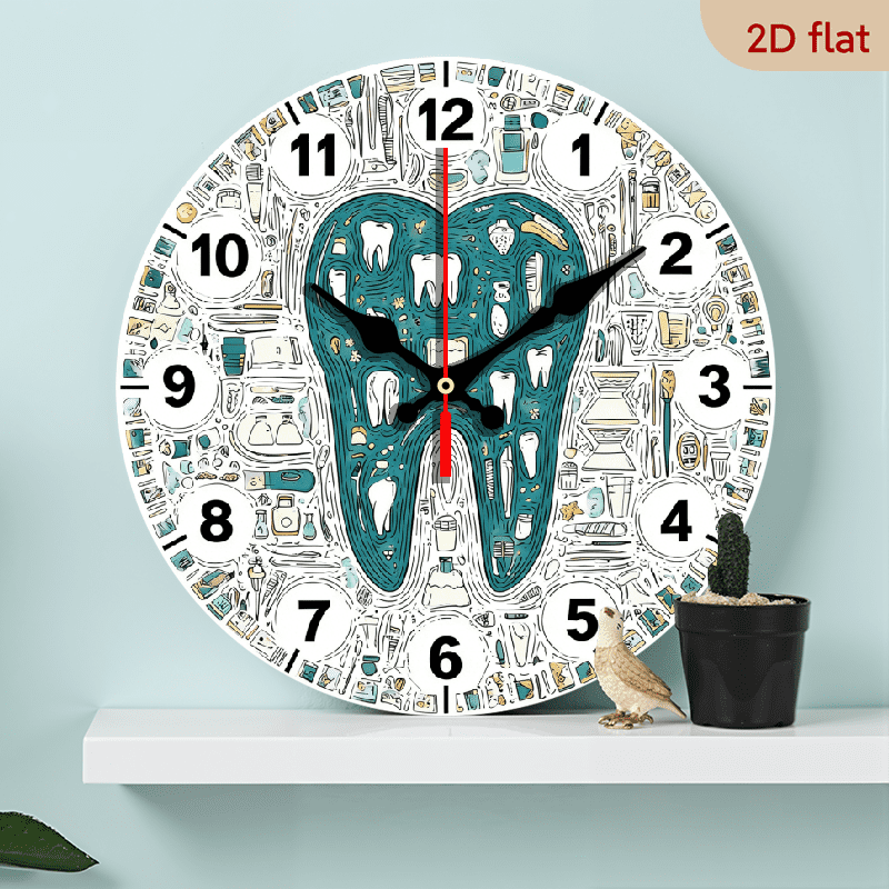 2D Flat 1pc 10Inch Wooden Silent Hanging Clock - 2D Flat Printed Clock ...