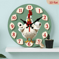 2D Flat 1pc 10Inch Wooden Silent High-Quality Wooden Rooster Round Wall ...