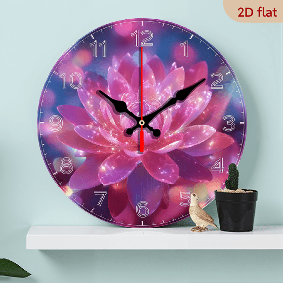 2D Flat 1pc 10Inch Wooden Silent Non-Ticking Floral Wall Clock - Modern ...