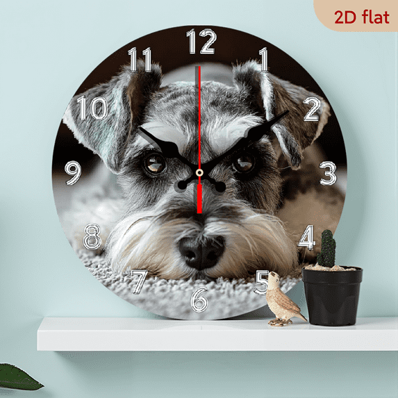 2D Flat 1pc 10Inch Wooden Silent Non-Ticking Wall Clock with Gray and ...