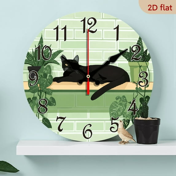 2D Flat 1pc 10Inch Wooden Silent Wall Clock - 2D Flat Print Round Clock ...
