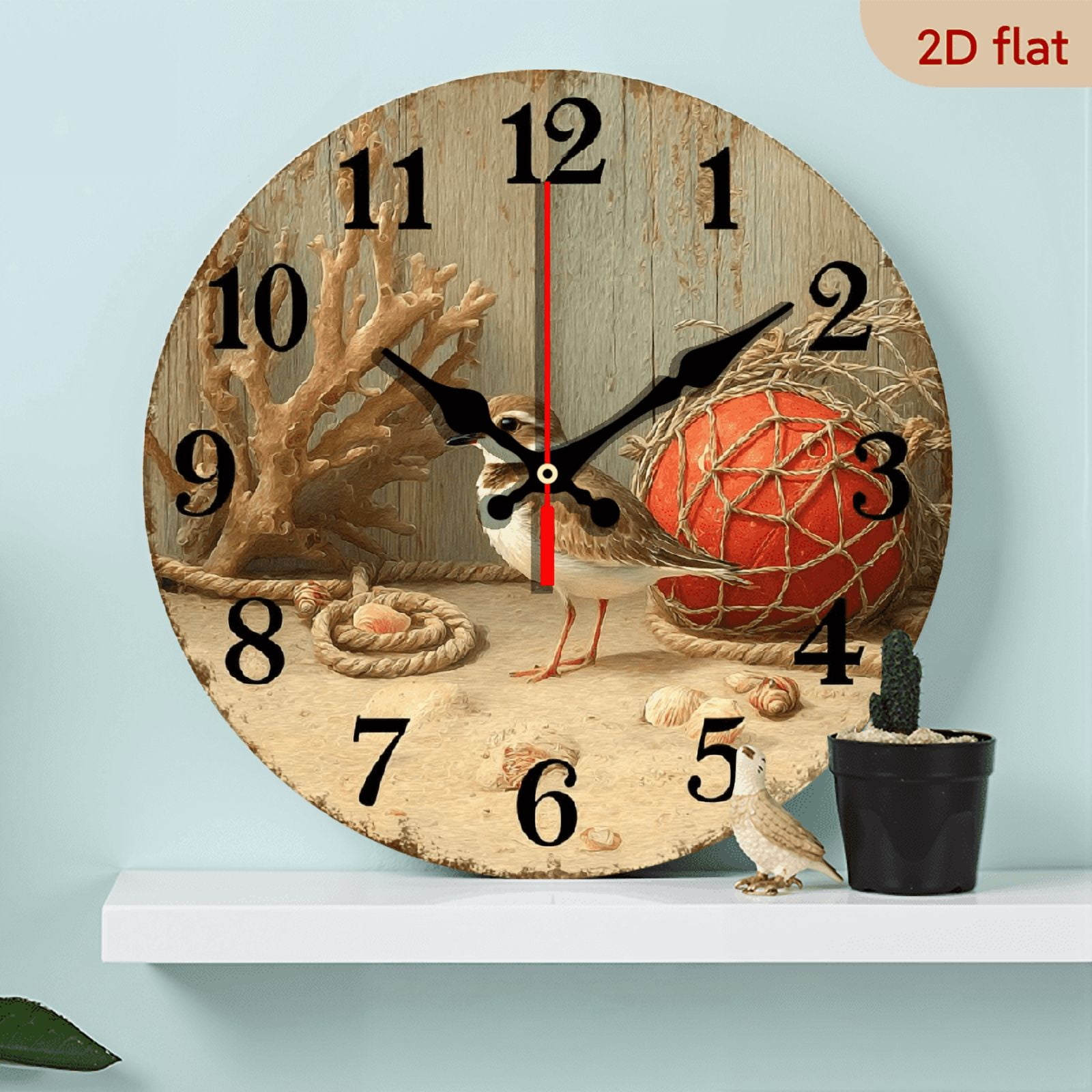 2D Flat 1pc 10Inch Wooden Silent Wall Clock Non-Ticking Wooden ...
