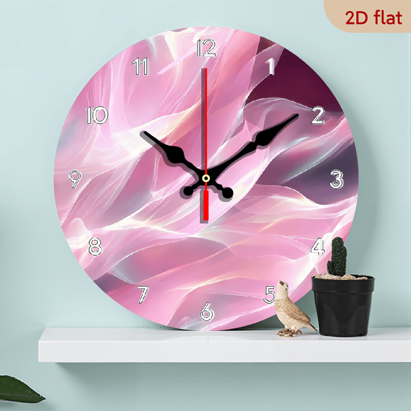 2D Flat 1pc 10Inch Wooden Silent Wall Clock - Printed Analog Clock with ...