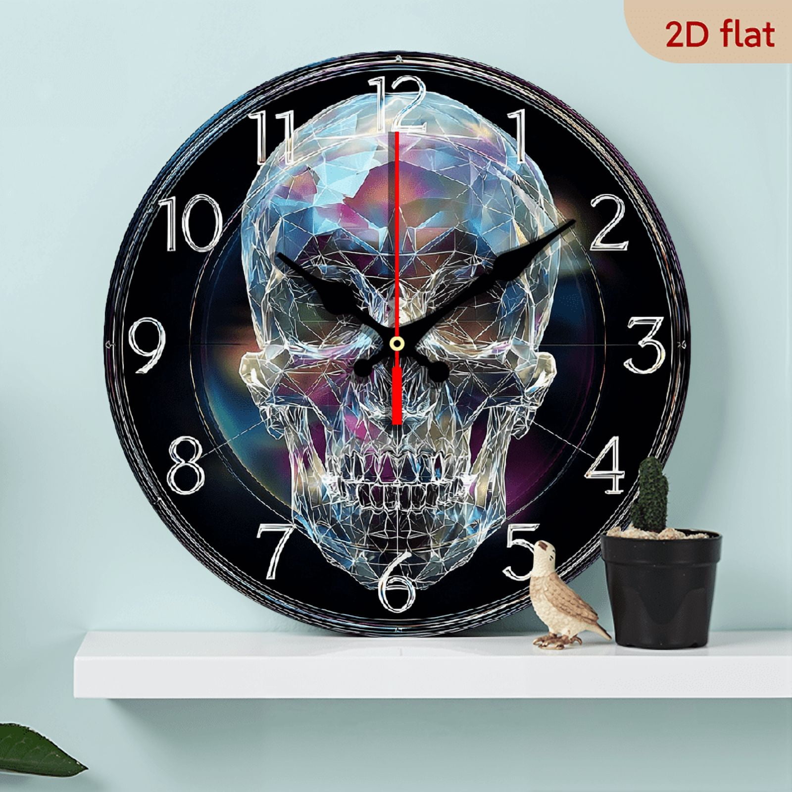2D Flat 1pc 10Inch Wooden Silent wall clock- 2D flat printed circular clock, Modern retro rustic ...