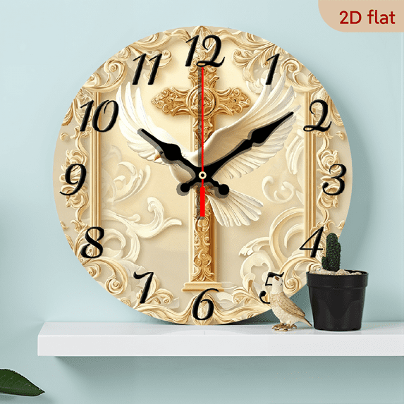 2D Flat 1pc 10Inch Wooden Silent wall clock- 2D flat printed circular ...