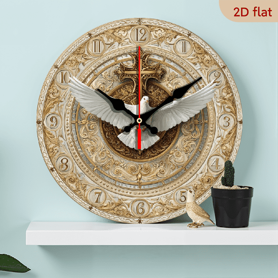 2D Flat 1pc 10Inch Wooden Silent wall clock- printed circular clock ...