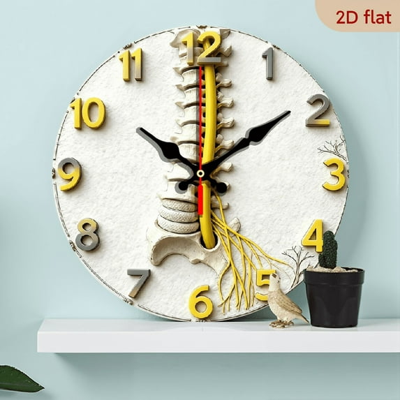 2D Flat 1pc 10Inch Wooden Spinal Nerve Wall Clock - Silent Swiss ...