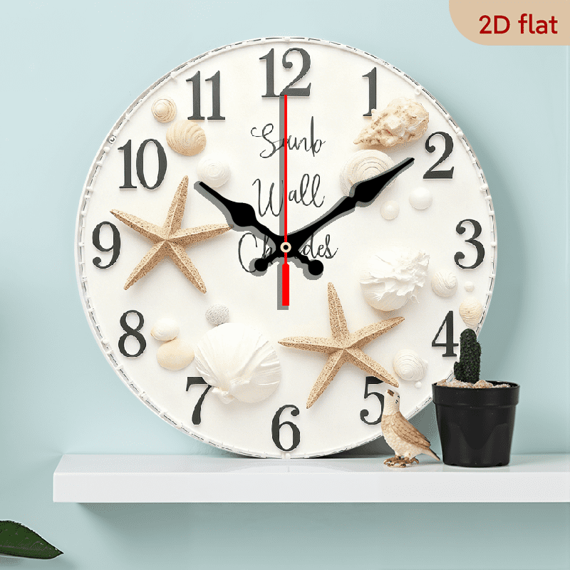 2D Flat 1pc 10Inch Wooden Starfish and Shell Theme Design - Silent Non ...
