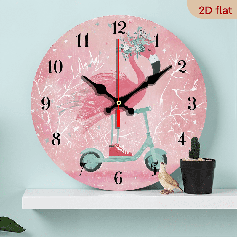 2D Flat 1pc 10Inch Wooden Sweet Bird Cute Flamingo with Scooter Wall ...