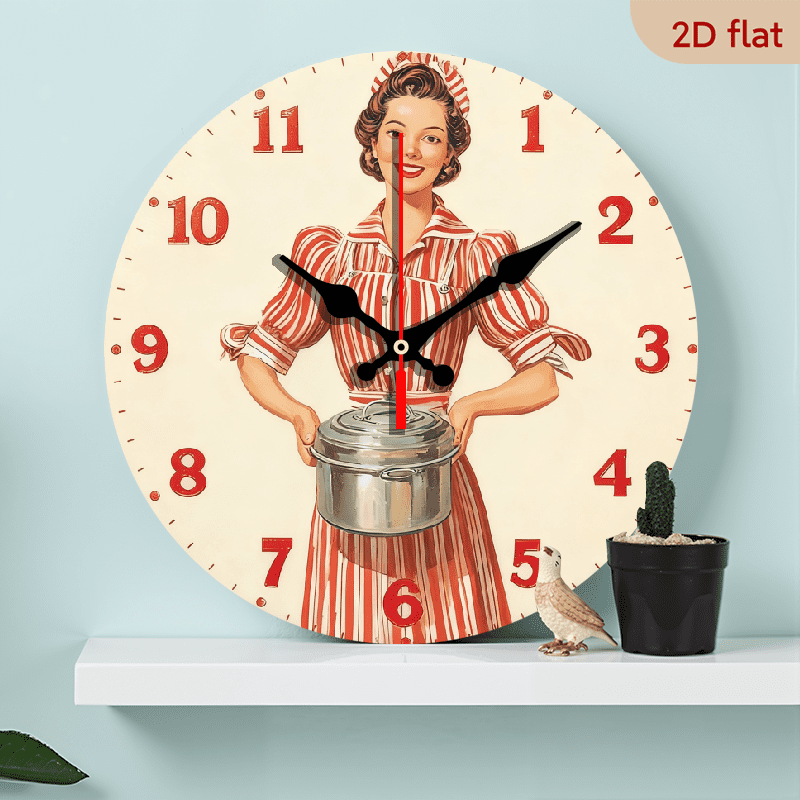 2D Flat 1pc 10Inch Wooden Vintage Farmhouse Wall Clock - Housewife ...