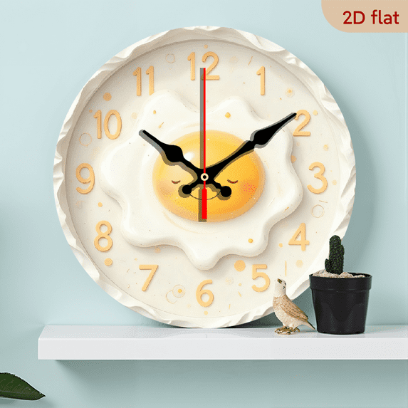 2D Flat 1pc 10Inch Wooden Wall Clock Round Silence Alarm Clock with Sun ...