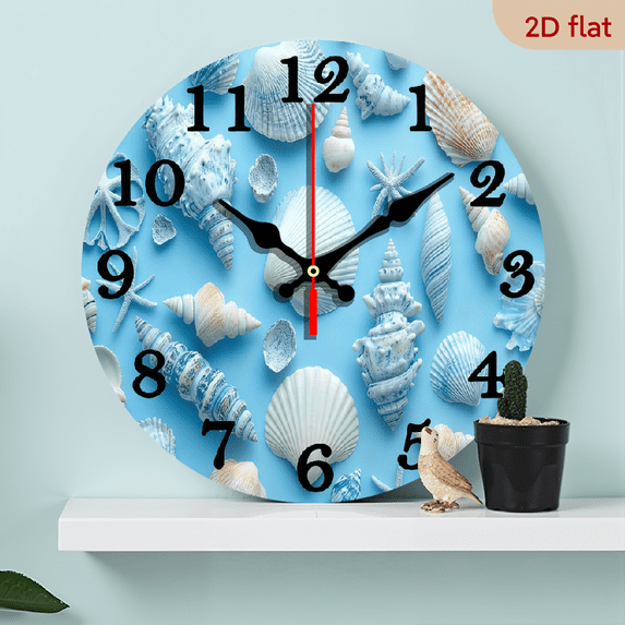2D Flat 1pc 10Inch Wooden wall-mounted clock, 2D flat 10-inch Marine ...
