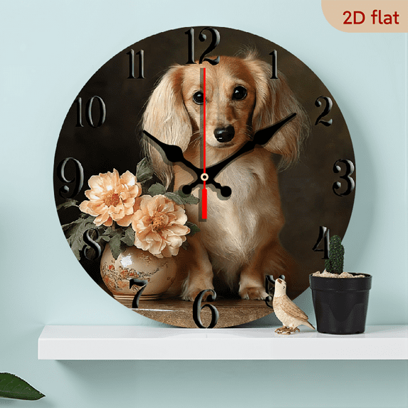 2D Flat, 1pc, 10inch Round Wooden Wall Clock - Silent Non-Ticking ...