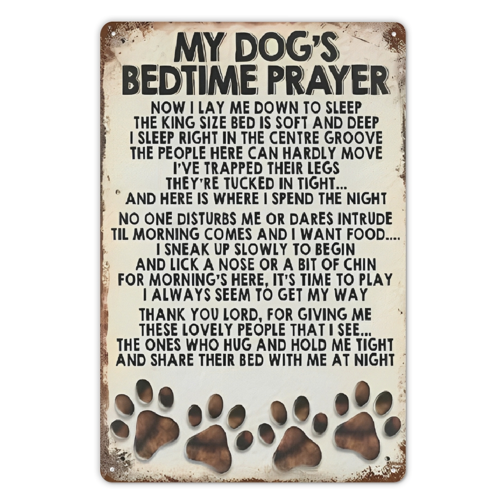 2D Flat, 1pc 12x8 Inch Metal Wall Art - Retro "My Dog's Bedtime Prayer ...