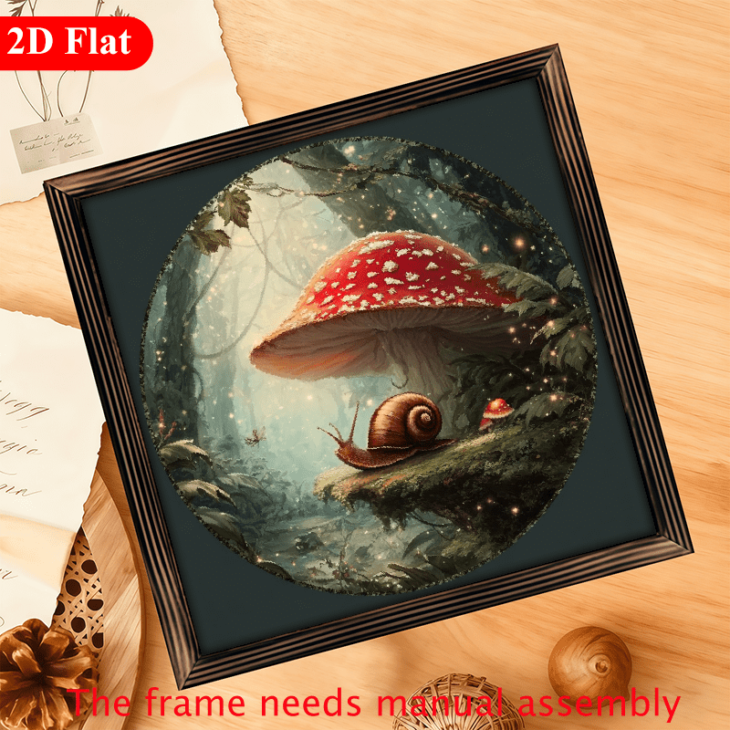 2D Flat, 1pc 1pcs Mushroom Snail Wall Decor Sign - Rustic Farmhouse ...