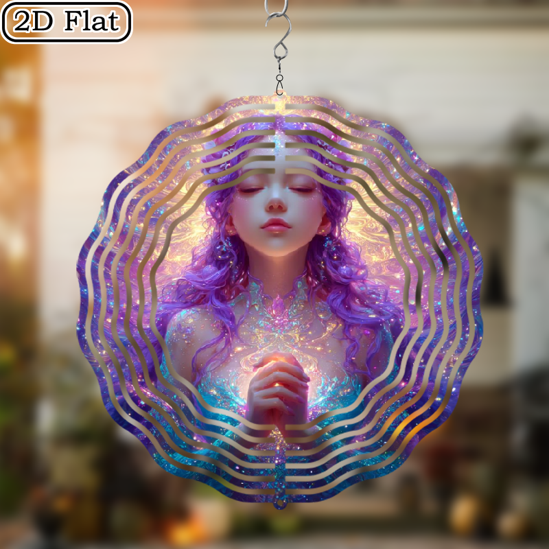 2D Flat 1pc 2D Flat Metal Wind Chime with Vibrant Angel Floral Design ...