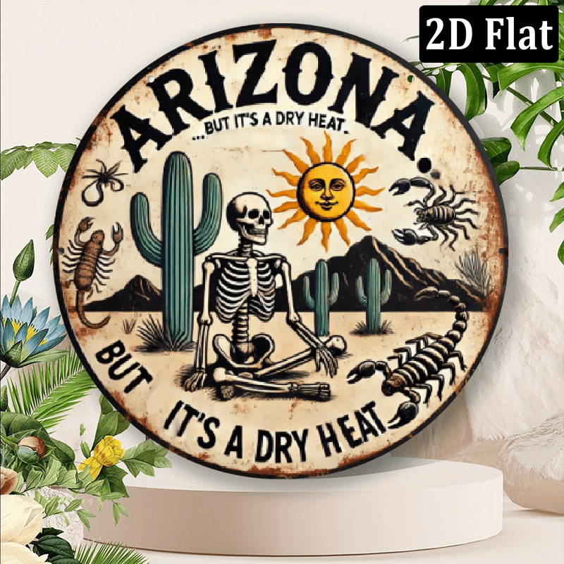 2D Flat, 1pc 8x8 Inch Aluminum Arizona Heat Vintage Metal Sign ...