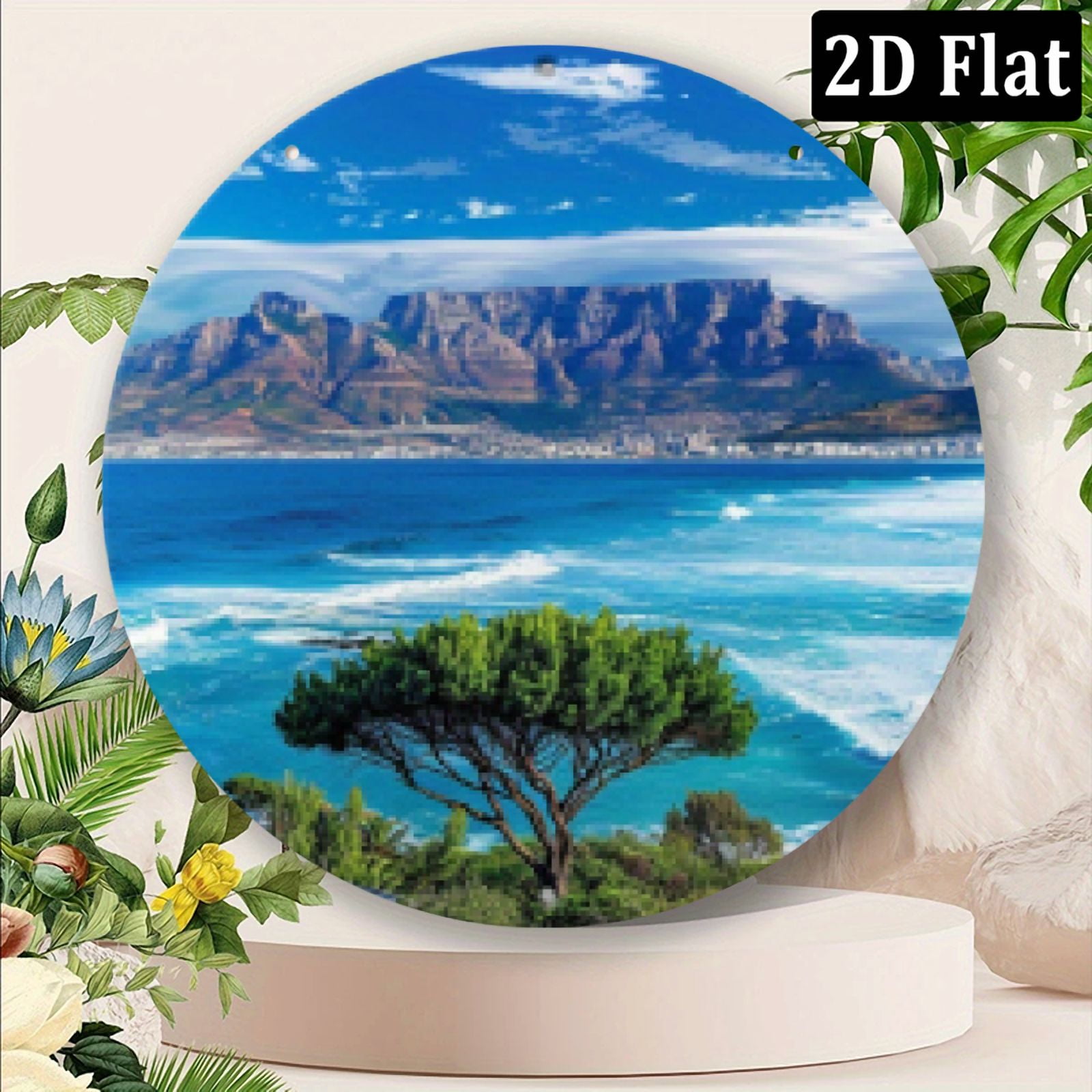 2D Flat, 1pc 8x8 Inch Aluminum Round Wall Sign - 2D Table Mountain ...