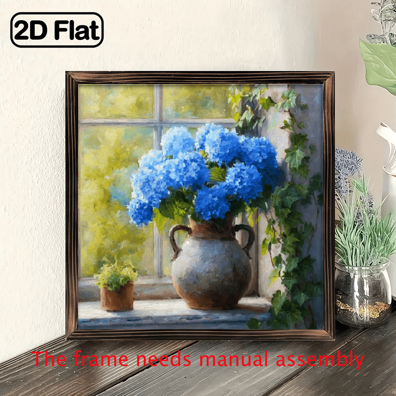 2D Flat, 1pc 8x8 Inch Wood Framed Wall Art, depicting a still life with ...