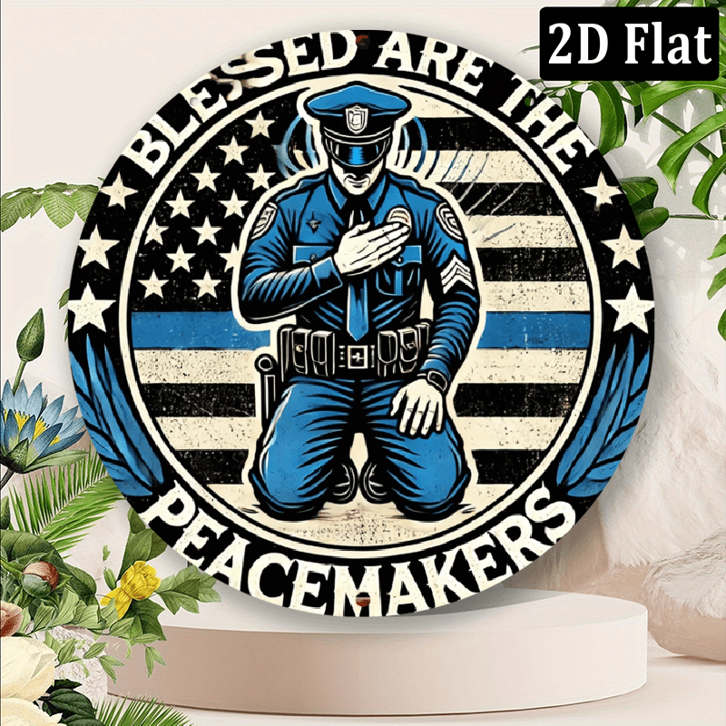 2D Flat 1pc 8x8 inchVintage Peacekeepers Metal Plaque Round Metal Wall ...