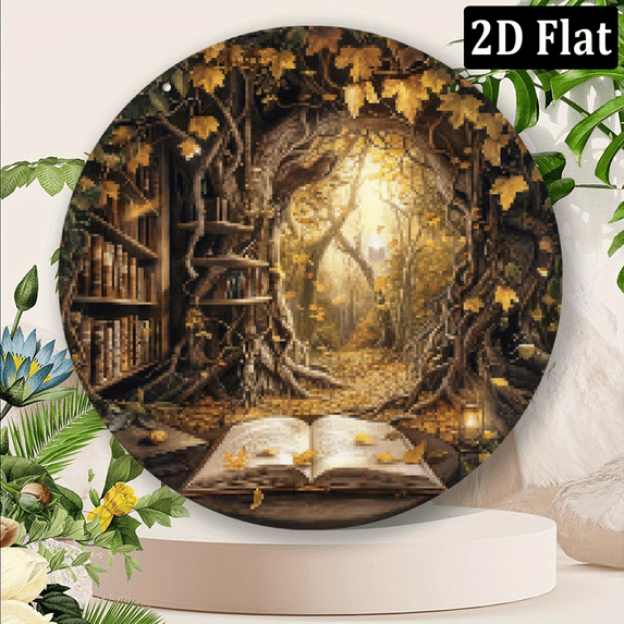 2D Flat, 1pc 8x8Inch Circular Aluminum Metal Wall Art - Vintage Magical ...