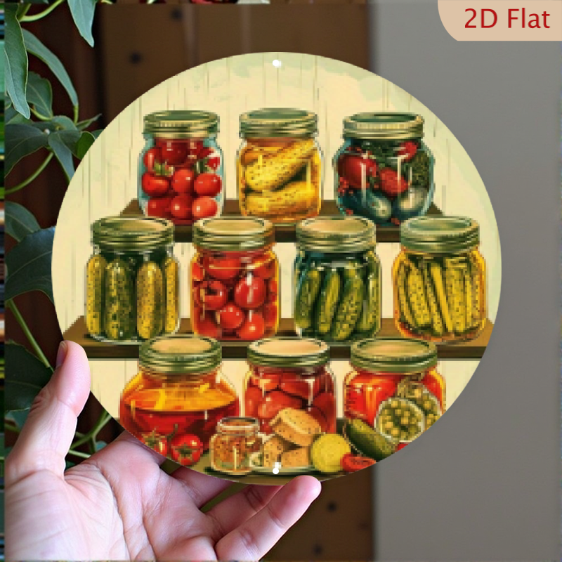 2D Flat, 1pc 8x8inch Aluminum, Food Preservation Theme - Round Metal ...