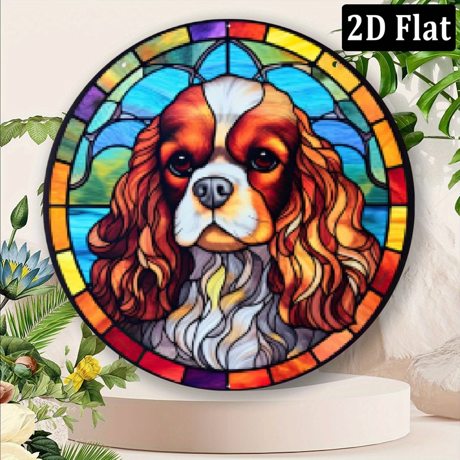 2D Flat, 1pc 8x8inch Aluminum Metal Sign, Multicolored Cavalier King ...
