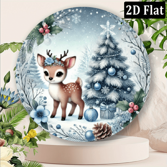 2D Flat - 1pc 8x8inch Aluminum Single Piece Christmas Tree and Deer ...