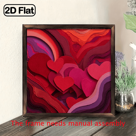 2D Flat, 1pc 8x8inch Heart Shaped Acrylic Decorative Plate, Layered Red ...