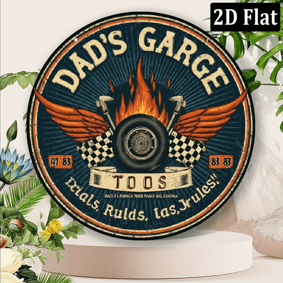 2D Flat, 1pc Aluminum 8x8inch Sign Dad's Garage Metal Wall Art ...