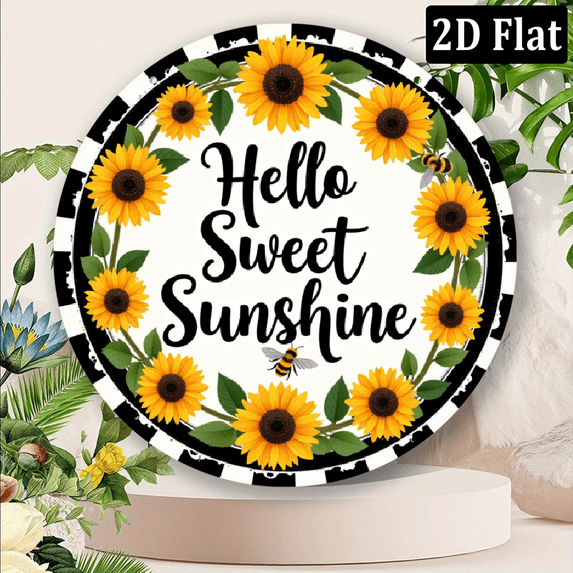 2D Flat - 1pc Aluminum Plate Sunflower Sign Bee Sign SpringSummer Sign ...