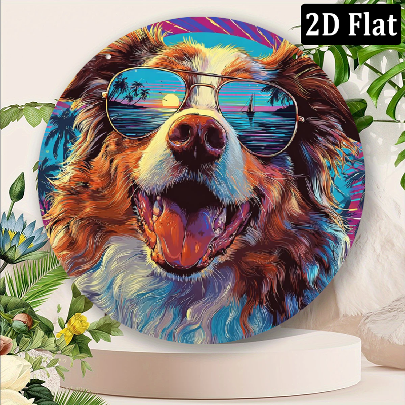 2D Flat, 1pc Australian Shepherd Dog Surfing Beach Design Aluminum ...