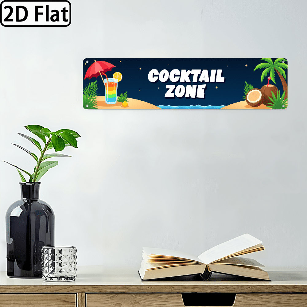 2D Flat, 1pc Boho-Style 'Roostertail Zone' Metal Wall Sign - 16x4 Inch ...