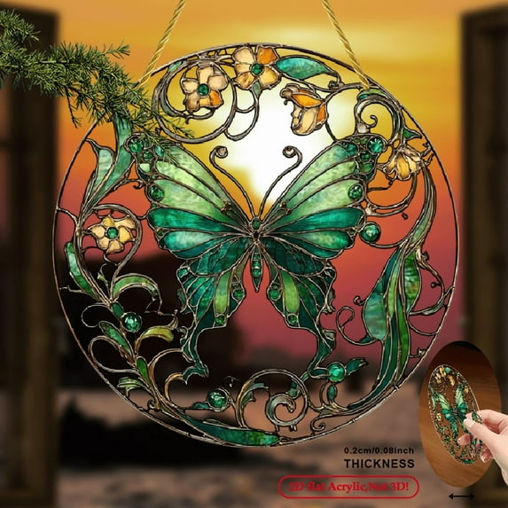 2D Flat 1pc Butterfly Sun catcher, 8x8inch Acrylic Window Hanging ...