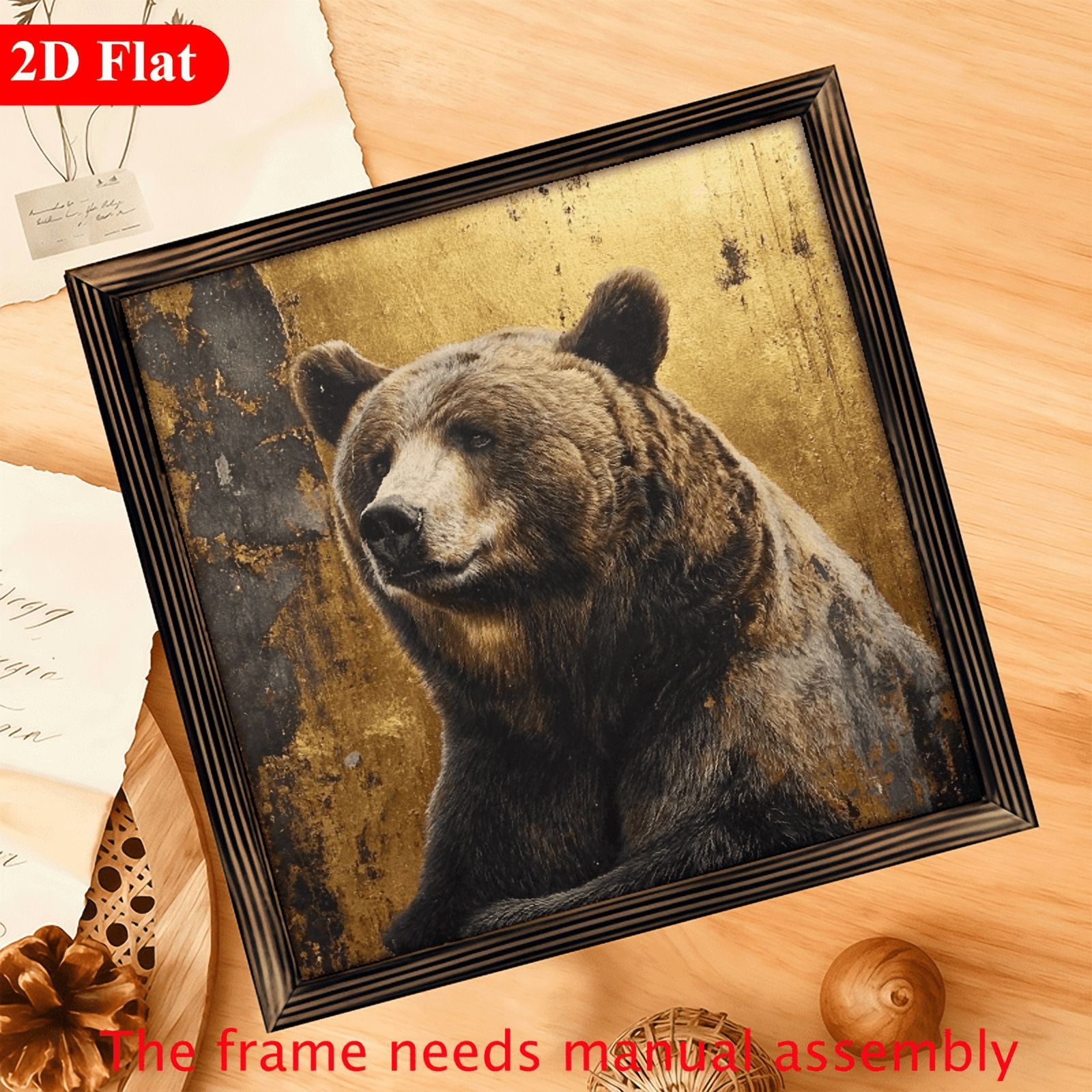 2D Flat, 1pc, Charming Bear Sign 12x12 Inch, Vintage-Inspired Wildlife ...