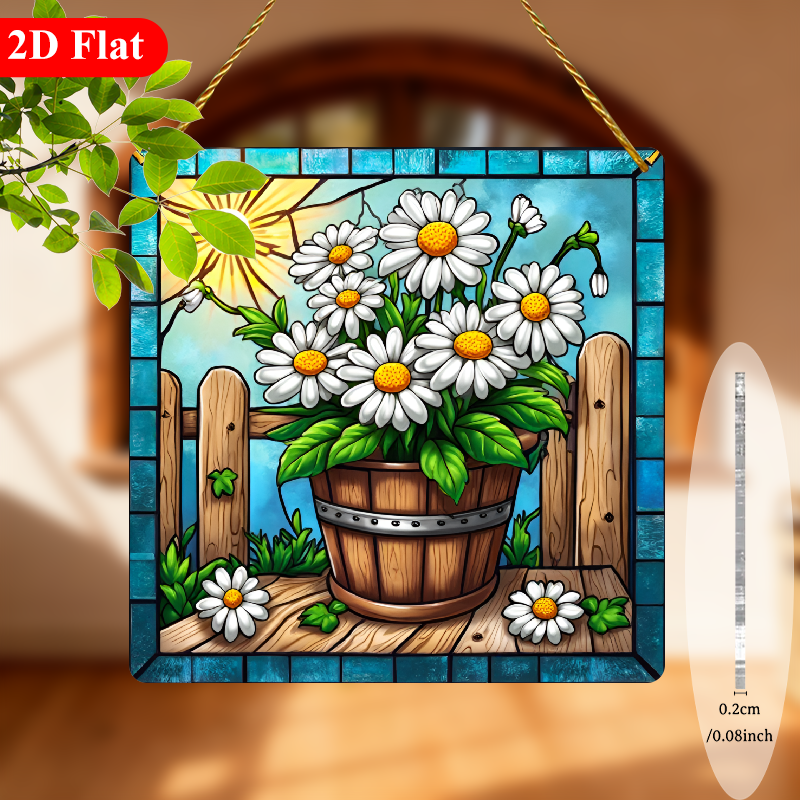 2D Flat - 1pc of Charming Cartoon Square Suncatcher Art Featuring a ...