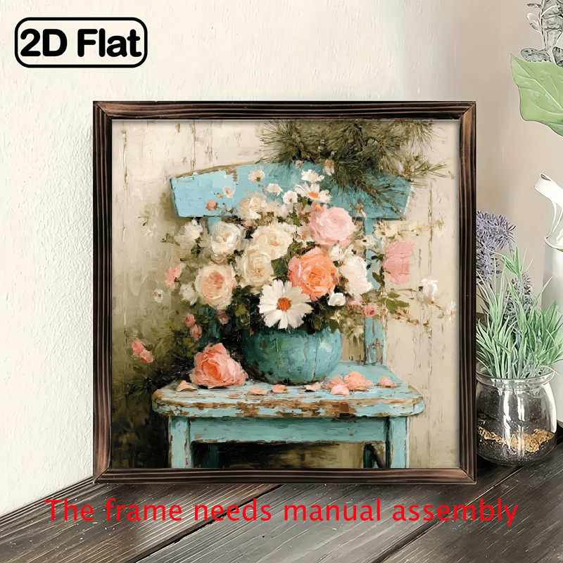 2D Flat, 1pc, Charming Farmhouse Style Spring Decor Garden Floral Art ...
