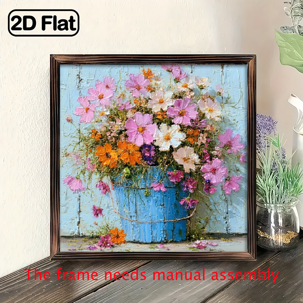 2D Flat, 1pc Charming Farmhouse Style Spring Floral Art Wooden Sign 8x8 ...