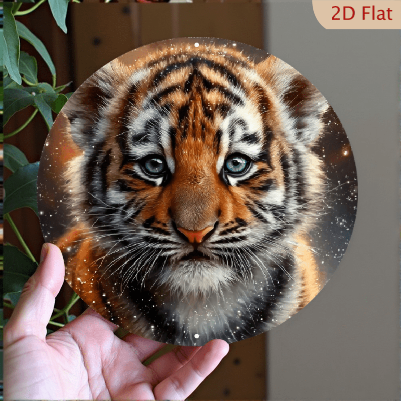 2D Flat, 1pc Charming Tiger Cub Decorative Wall Art Plate - Playful ...