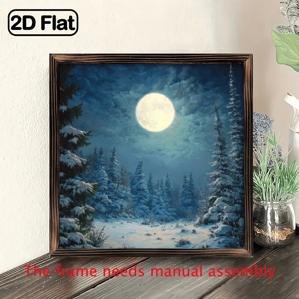 2D Flat, 1pc, Charming Winter Wonderland Forest Wooden Sign 8x8 Inch ...