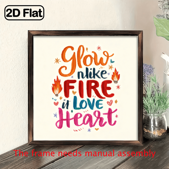2D Flat, 1pc Christmas Love Heart Framed Wall Art - Farmhouse Holiday ...