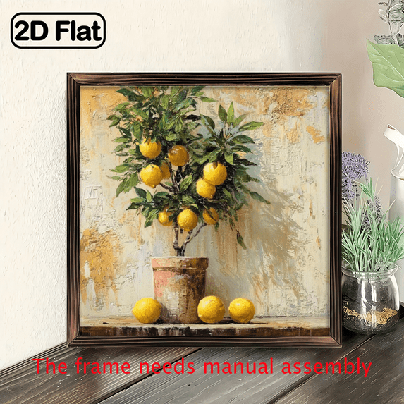 2D Flat, 1pc, Farmhouse Style Wooden Lemon Tree Landscape Art Sign ...