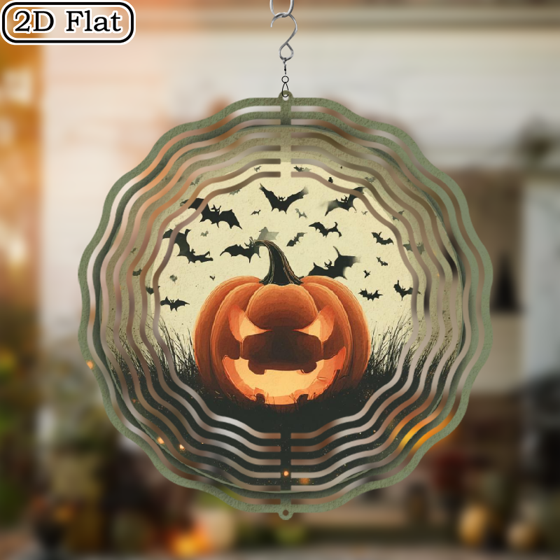 2D Flat 1pc Halloween Pumpkin Lantern Wind Spinner - Wind-Powered ...