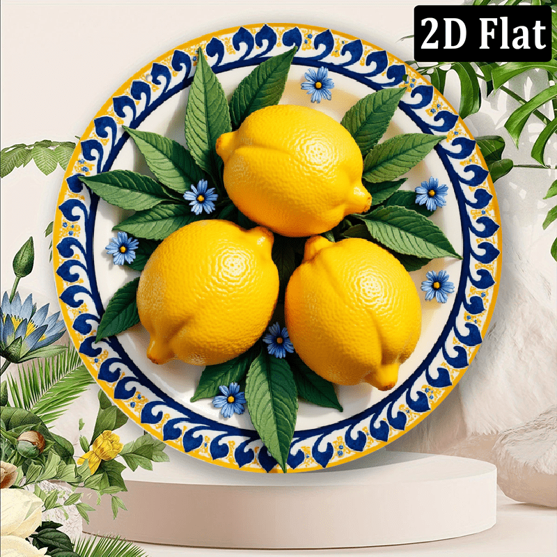 2D Flat, 1pc Lemon-Themed Metal Wall Art Plaque with 2D Visual Effect ...
