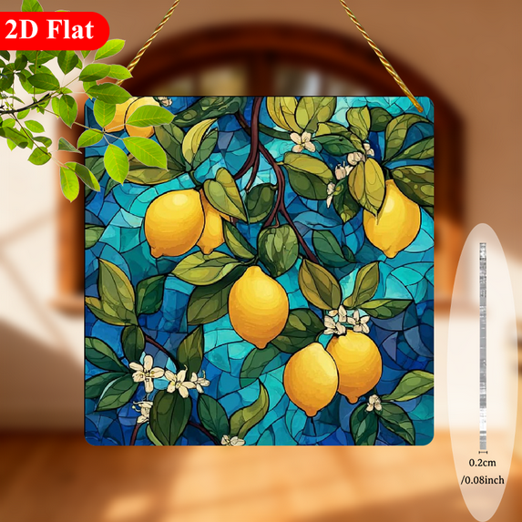 2D Flat, 1pc Lemon Tree Acrylic Suncatcher, 8x8Inches Window Decor for ...