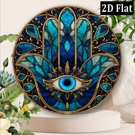 2D Flat, 1pc Luxurious Turquoise Golden Hand Evil Eye Sun Catcher ...