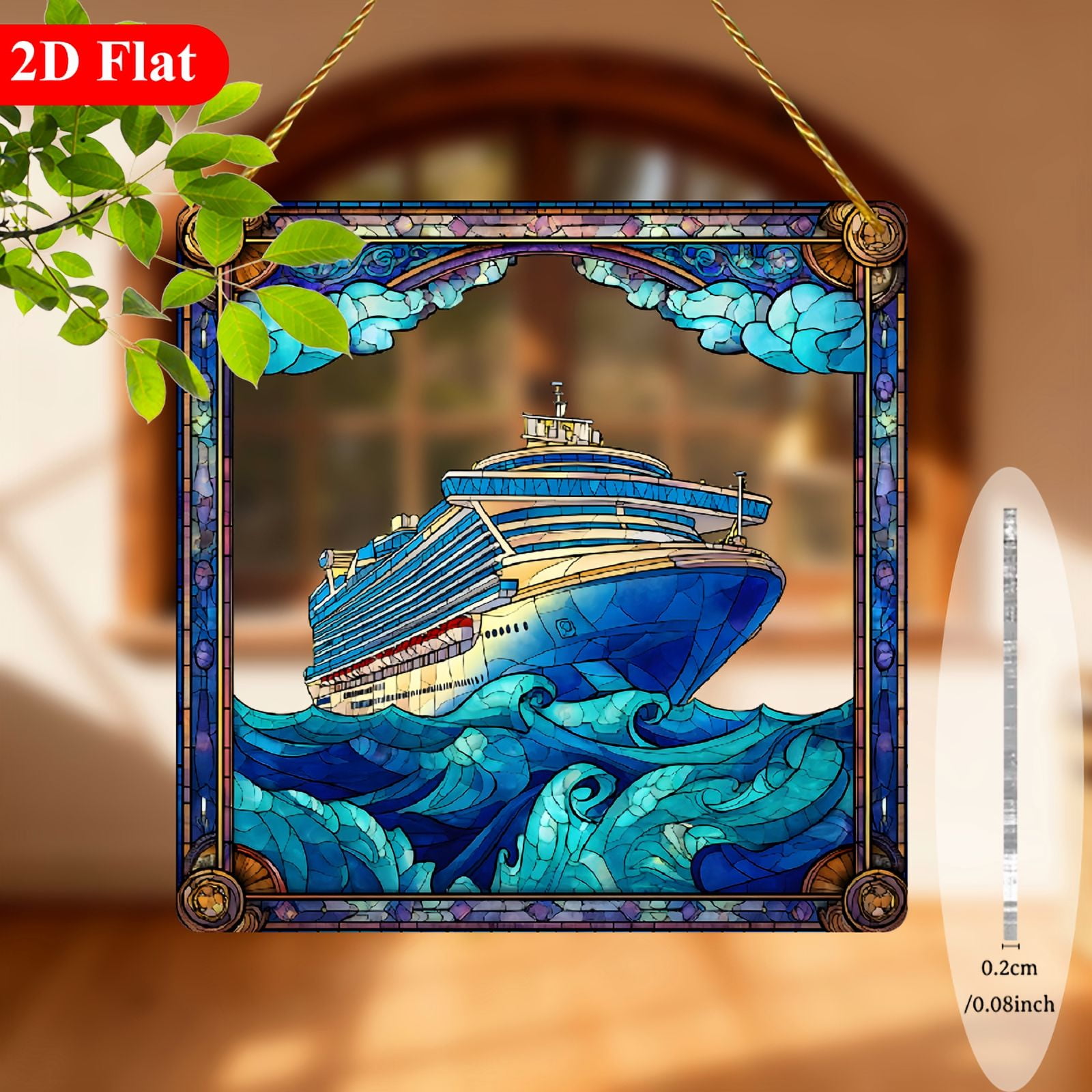 2D Flat, 1pc Luxury Cruise Ship Suncatcher - Elegant Nautical Window ...
