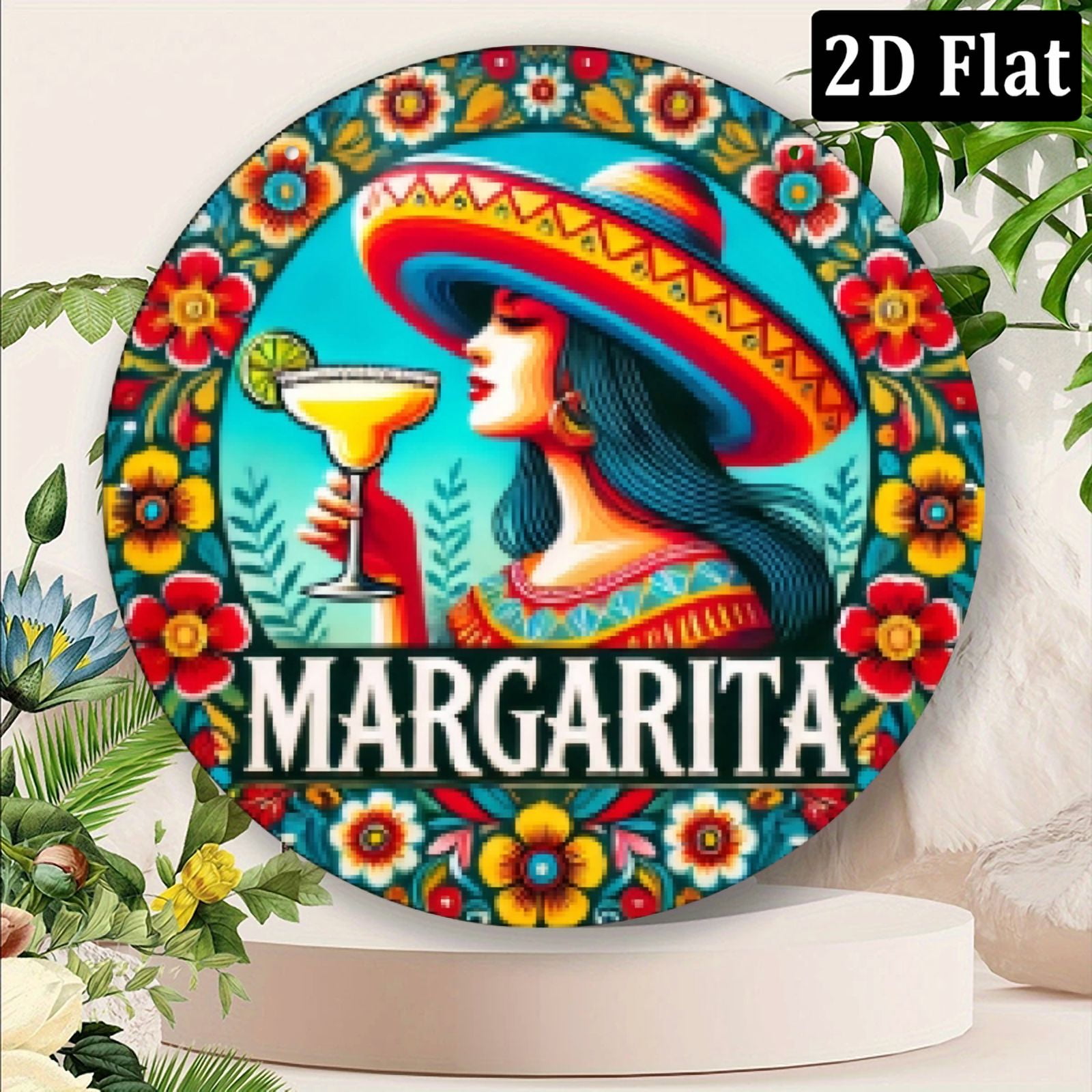 2D Flat, 1pc Margarita Round Aluminum Sign 8x8 Inch Vintage Metal Wall ...
