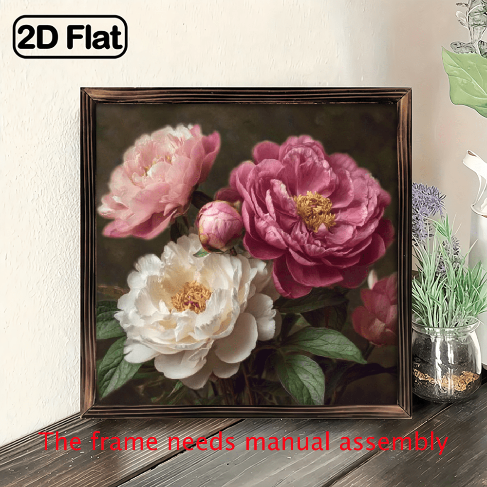 2D Flat, 1pc Modern Square Woodblock Print Wall Art - 8x8 Inch Vibrant ...